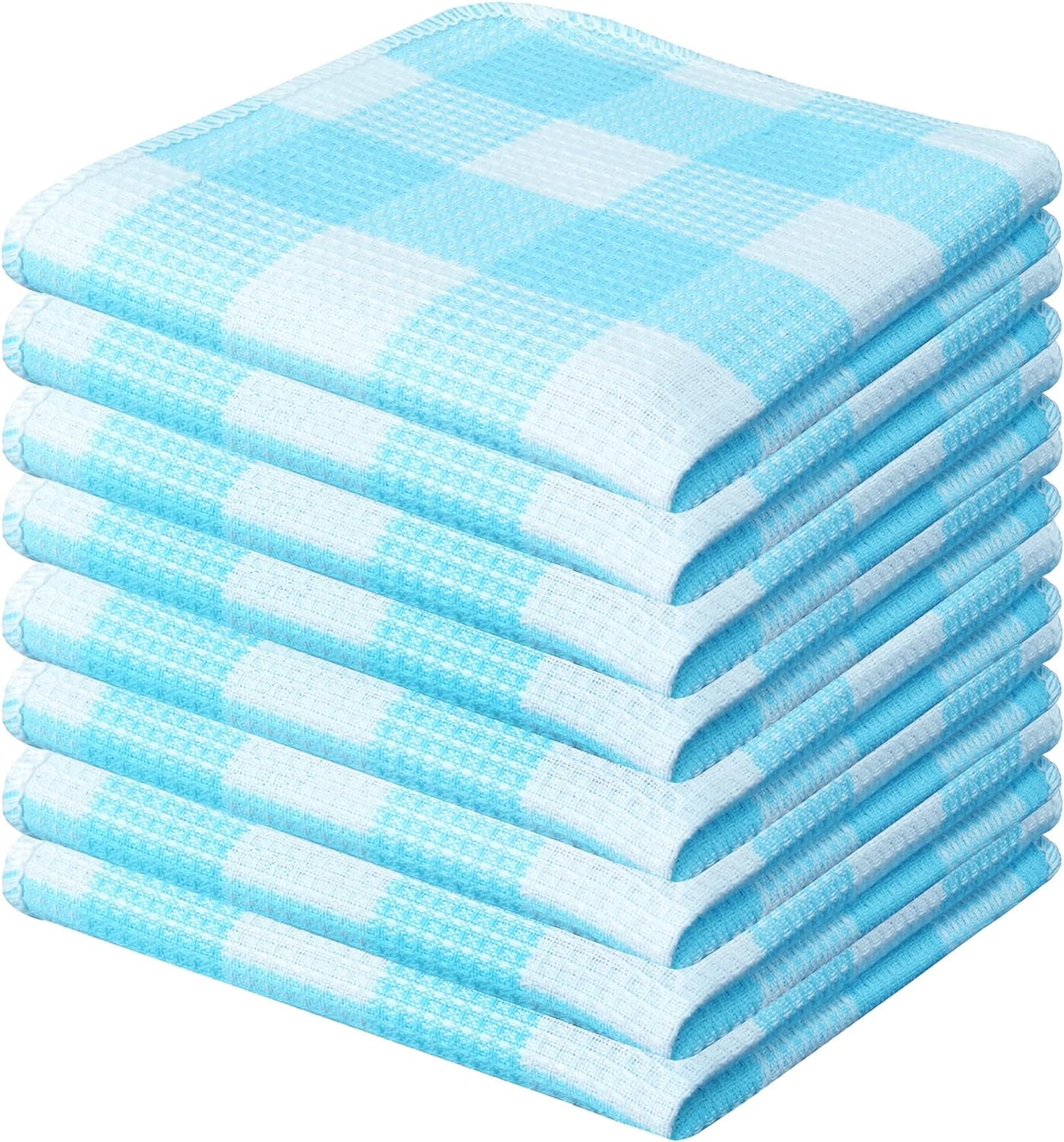 PurpleEssences Waffle Weave Check Plaid Kitchen Towels, 100% Cotton ...
