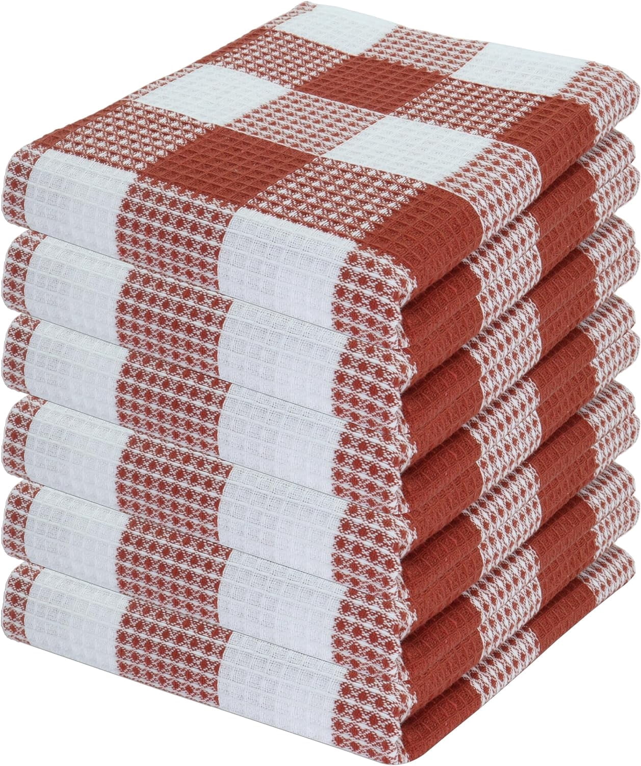 PurpleEssences Waffle Weave Check Plaid Kitchen Towels, 100% Cotton ...