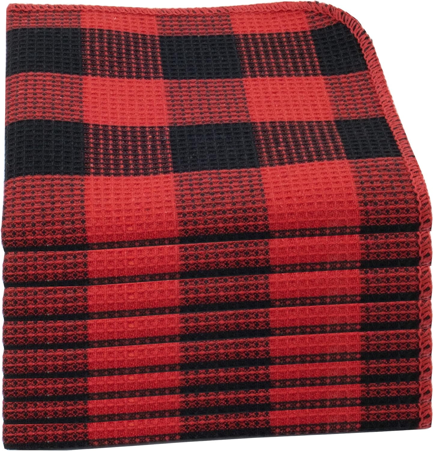 PurpleEssences Waffle Weave Check Plaid Kitchen Towels, 100% Cotton ...