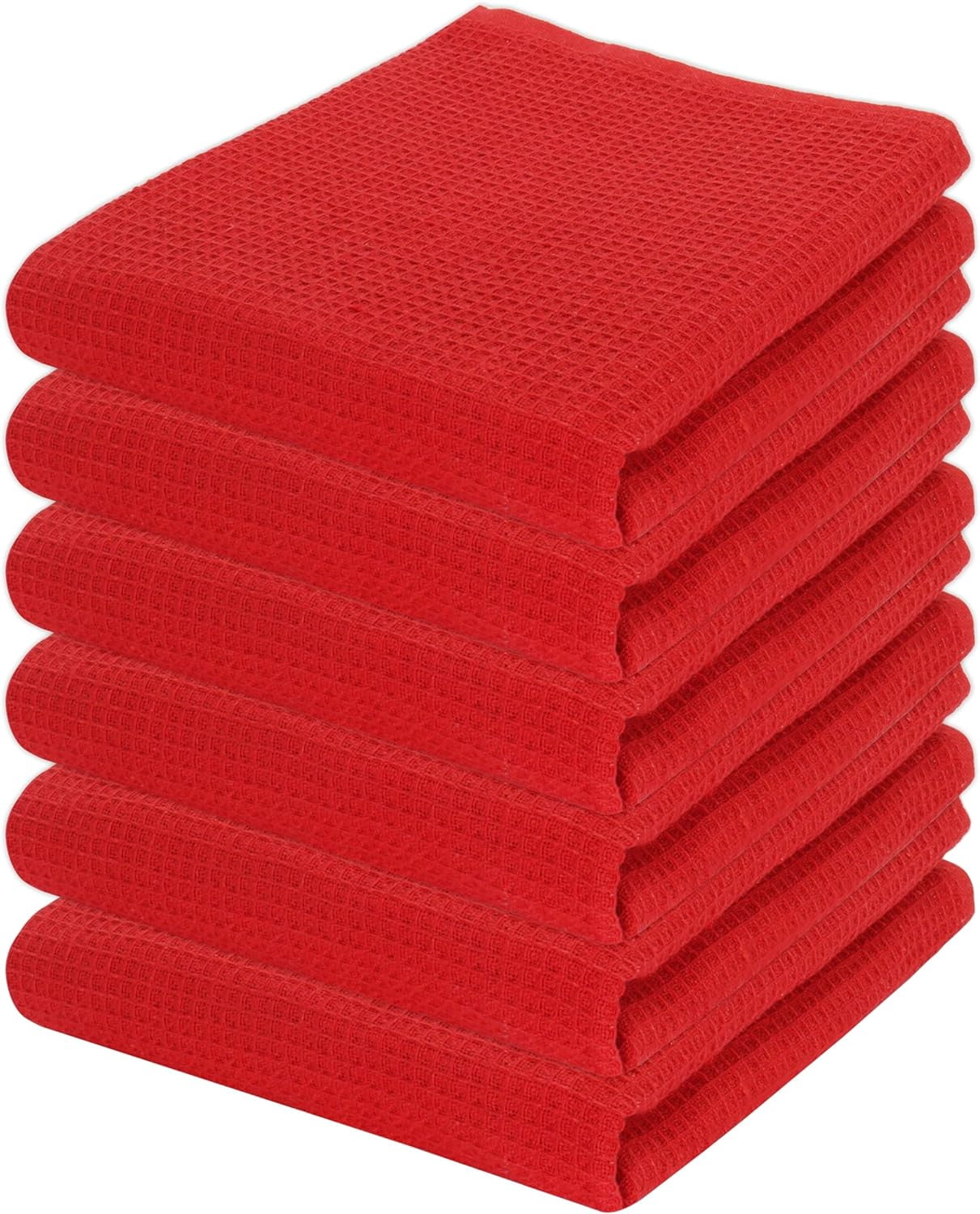 PurpleEssences 6 Pack Waffle Weave Solid Kitchen Dish Wash Cloths 100% ...