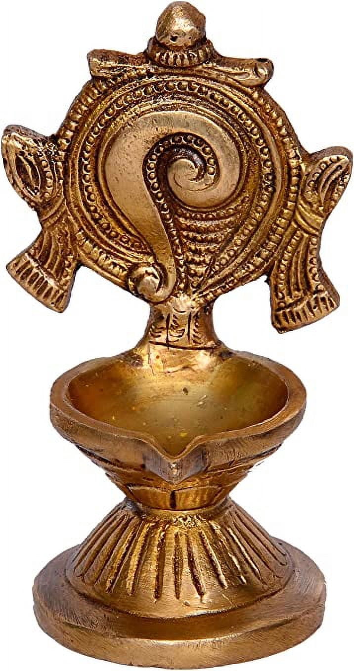 Purpledip Arti Diya Deepak Oil Lamp in Vintage Brass for Home Temple ...