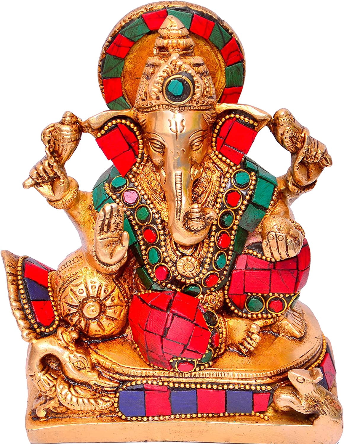 Purpledip Brass Idol Lord Ganesha (Ganapathi or Vinayaka) With Overlay ...