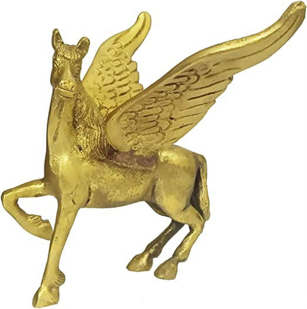 Purpledip Brass Pegasus Statuette: Mythical Two-winged Flying Horse ...
