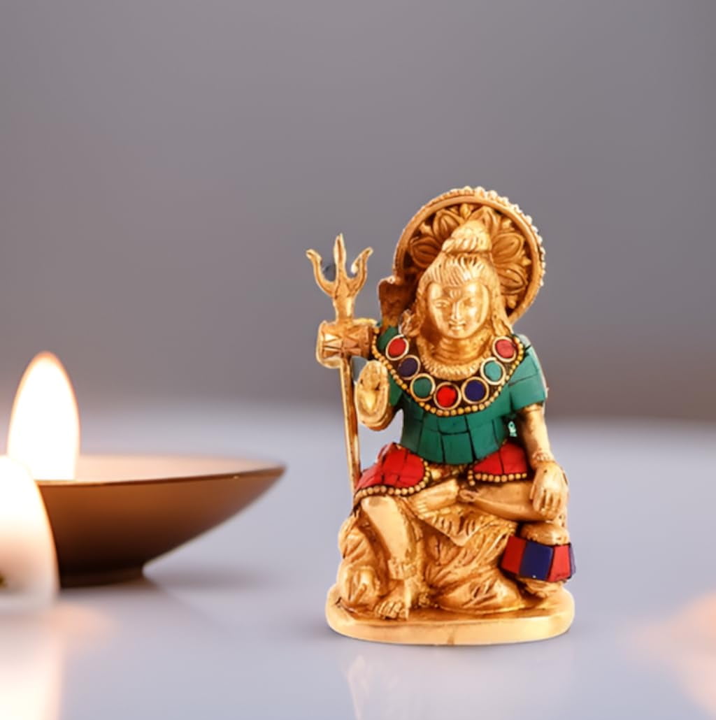 Purpledip Brass Statue Lord Shiva Mahadev with Trishool: Idol with ...