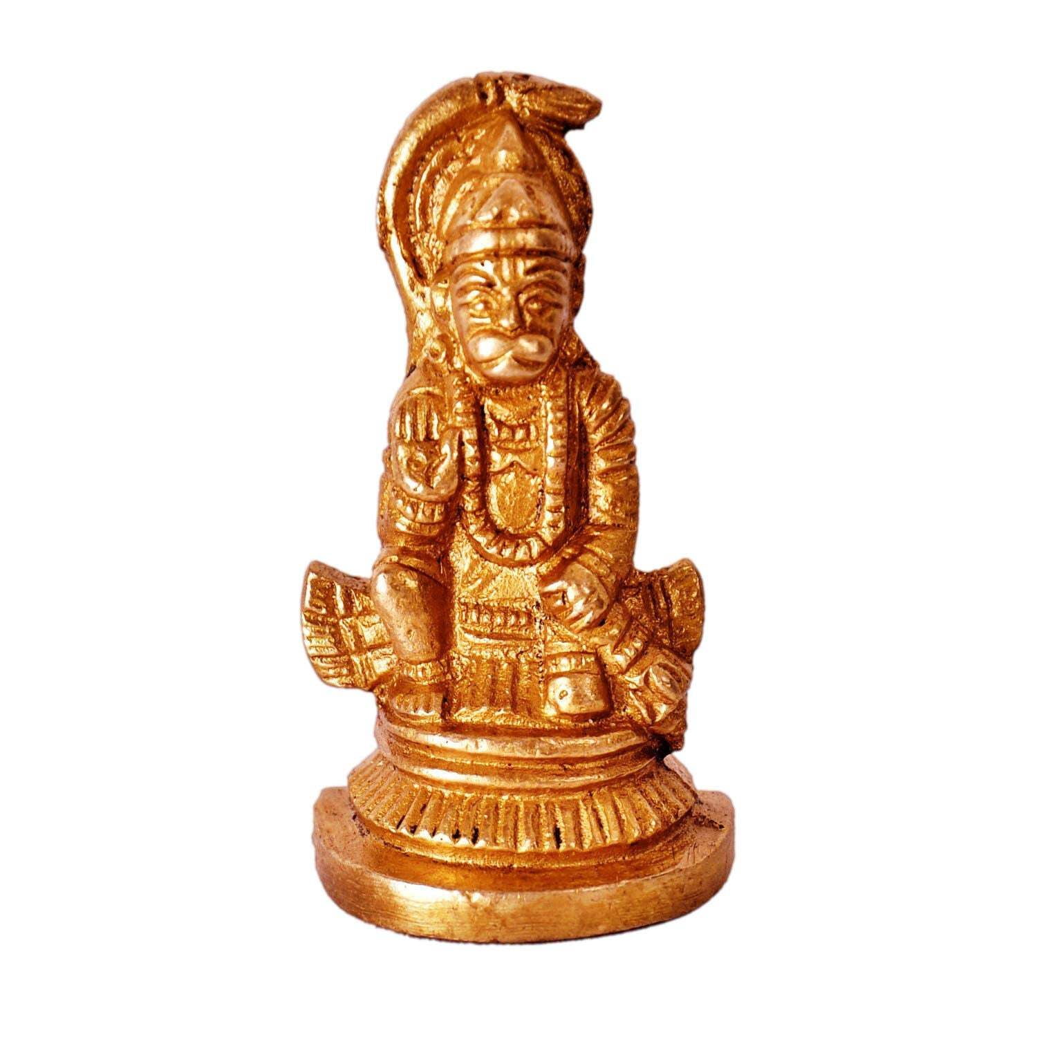 Purpledip Mini Idol Lord Hanuman: Pure Brass Metal Statue for Home, Car ...
