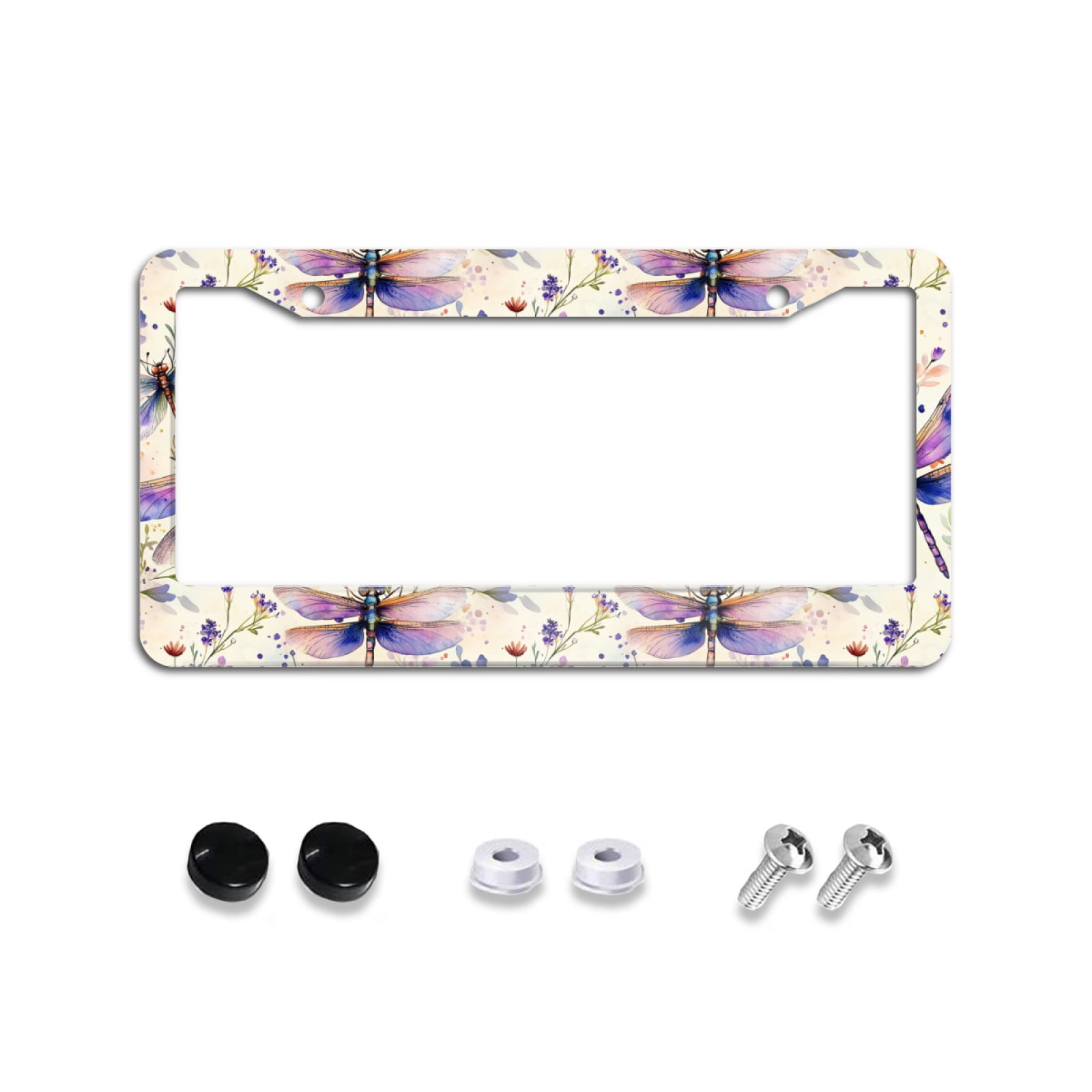 Purplle Dragonflies and Flowers License Plate Frames for Women Men Car ...