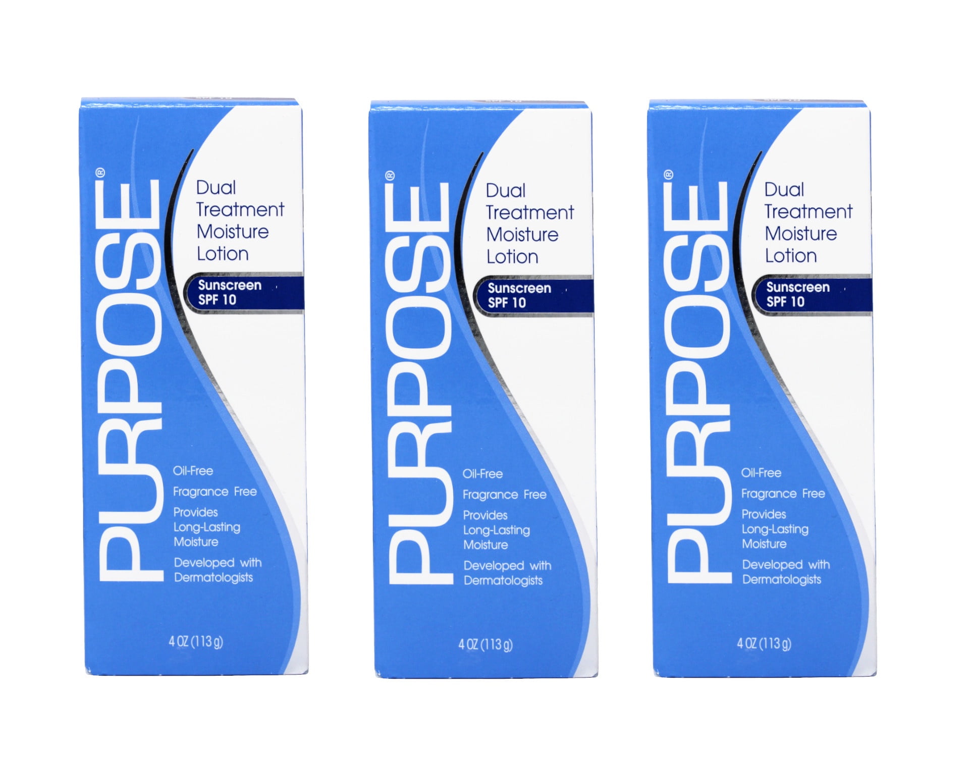 (3 pack) Purpose Fragrance-Free Dual Treatment Moisture Lotion with SPF ...