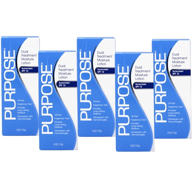 (5 pack) Purpose Fragrance-Free Dual Treatment Moisture Lotion with SPF ...