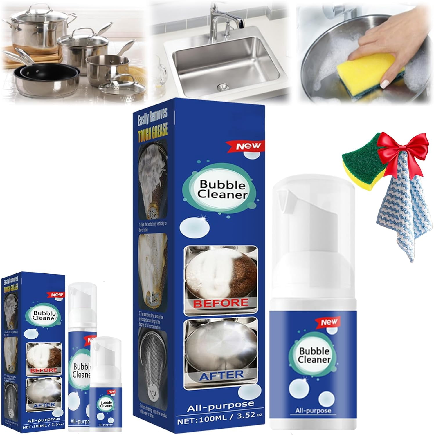 All Purpose Rinse Cleaning Spray, Bubble Cleaner Foam Heavy Oil Stain ...