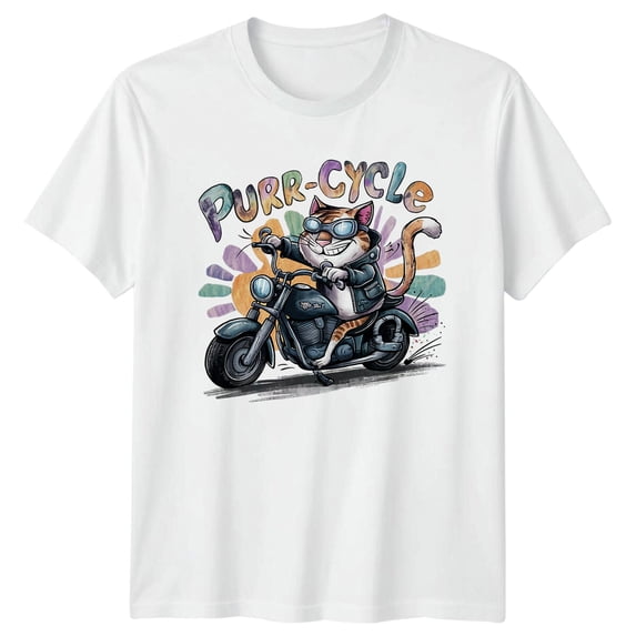 Purr-Cycle Cat Motorcycle Rider Animal Pun T-Shirt - Walmart.com