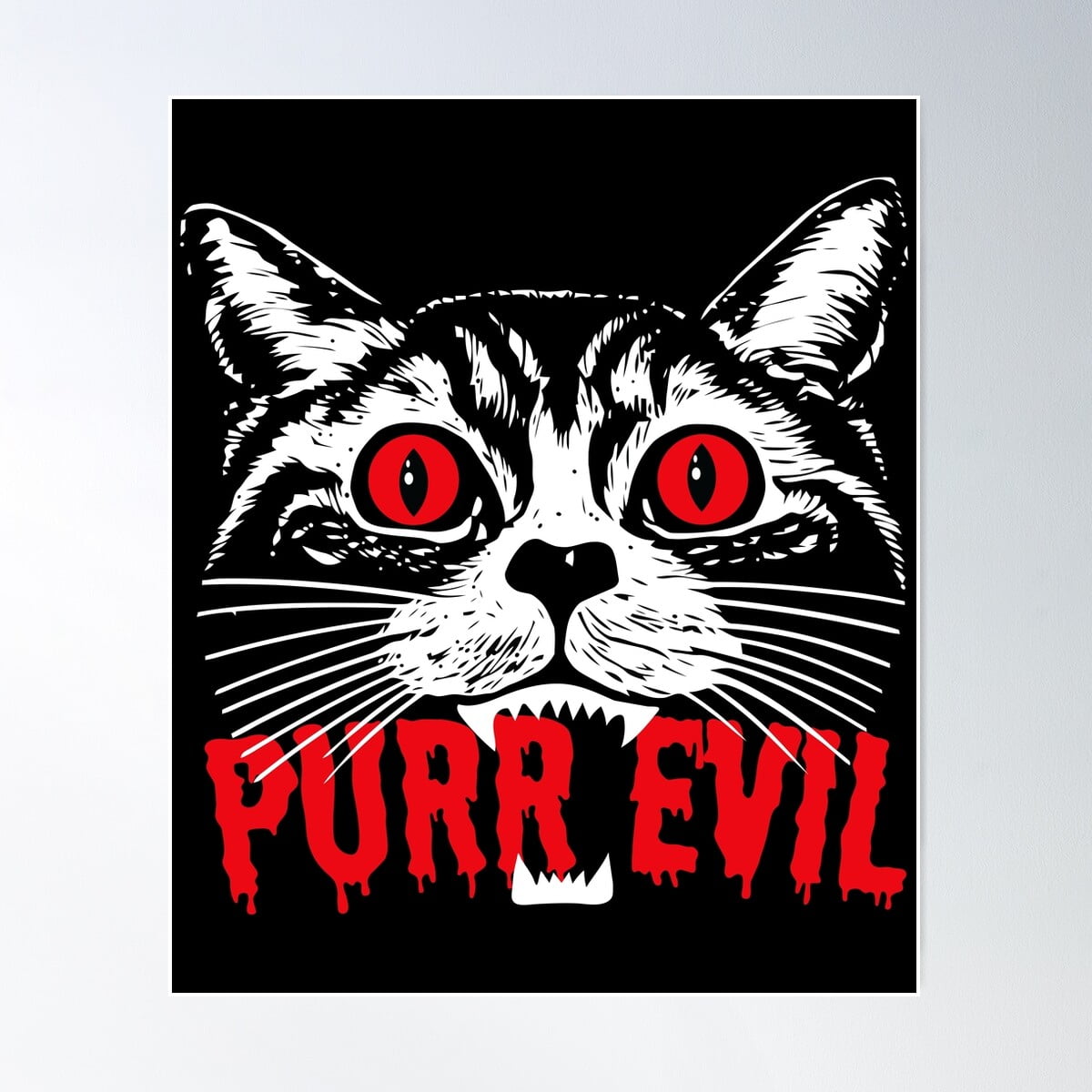 Purr Evil. Satanic Cat For Halloween Poster Wall Art, Modern Wall Decor ...