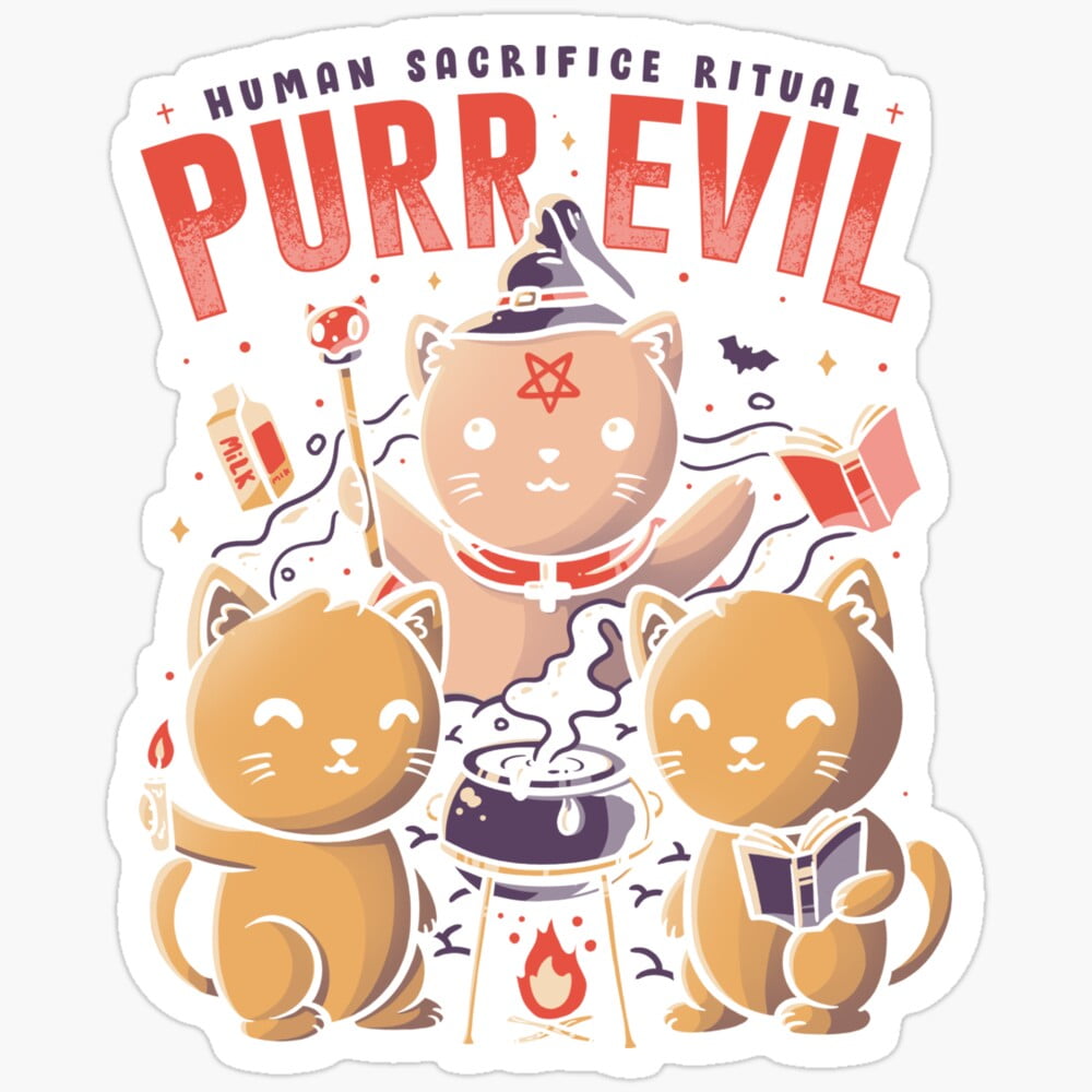 Purr Evil Sticker Phone Decal Water Bottle Stickers Car Decals, Laptop ...
