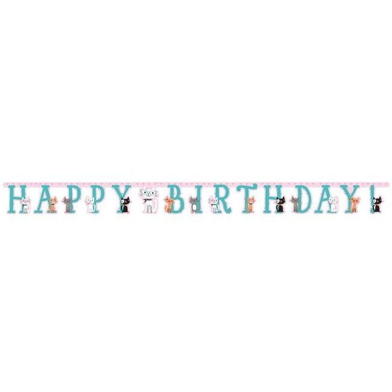 Purr-Fect Kitty Cat Party Happy Birthday Banner - 1 per pack - Party ...
