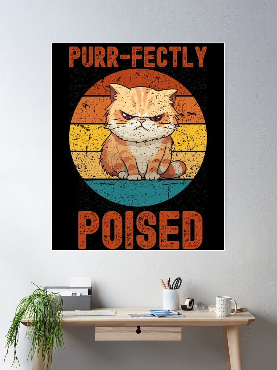 Purr-Fectly Poised Â€“ Grumpy Cat Vintage Design Poster Wall Art ...