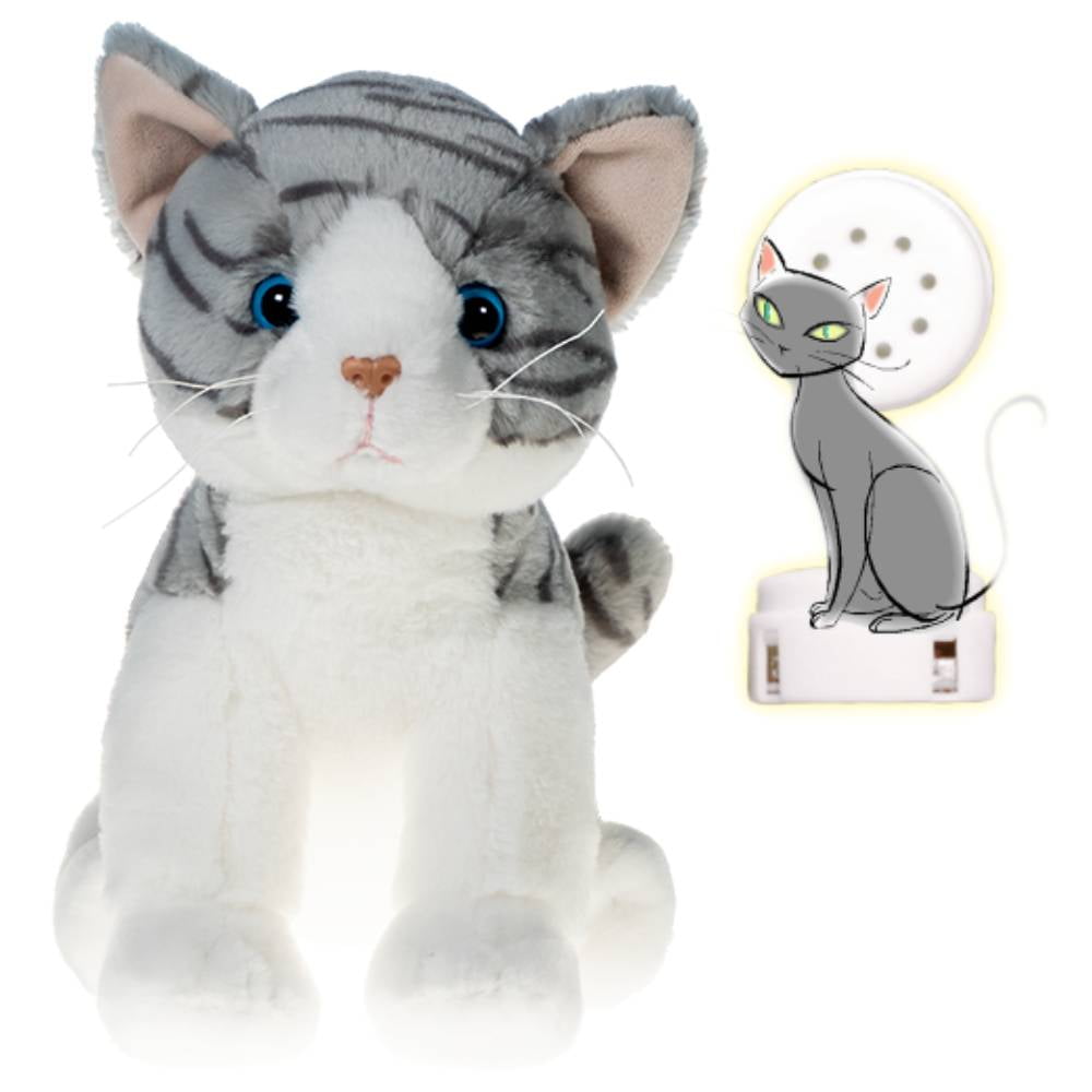 Plush Gear Purr-cilla the Grey Tabby Cat with Pre-Recorded Cat Sound ...