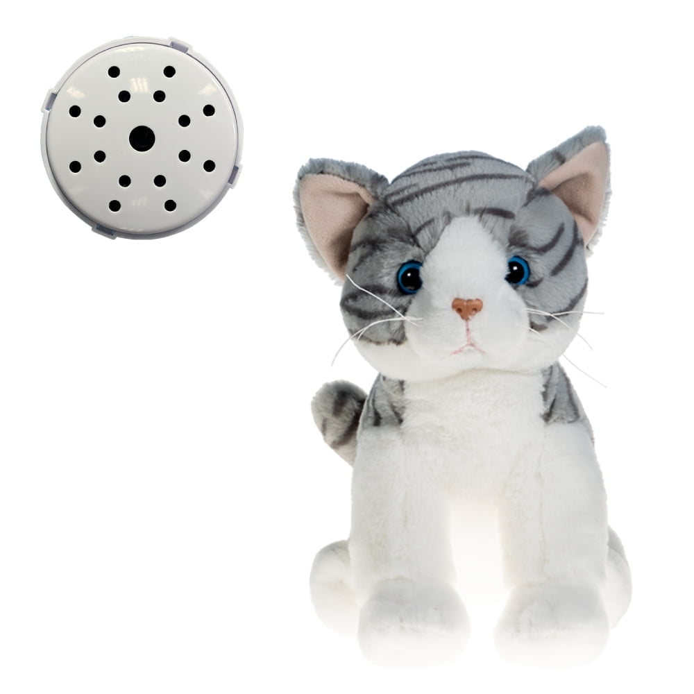 Purr-cilla the Grey Tabby Cat 16-inch Plush with Recorder – Soft ...