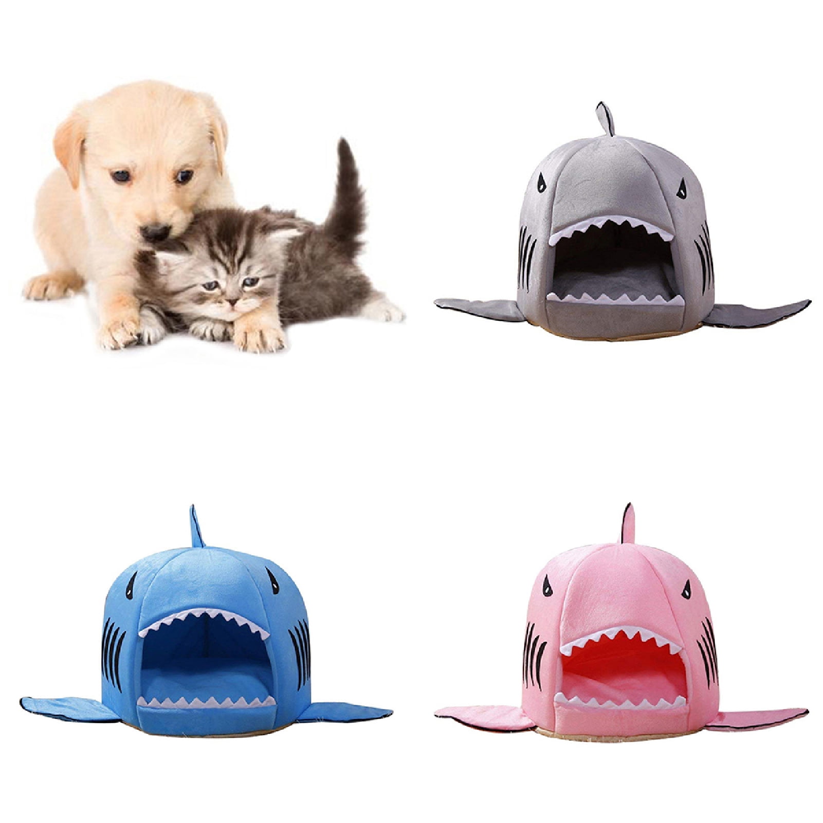 Purrfect Comfortable Cave Design Kennel Shark Shape Cat Dog Pet Soft ...