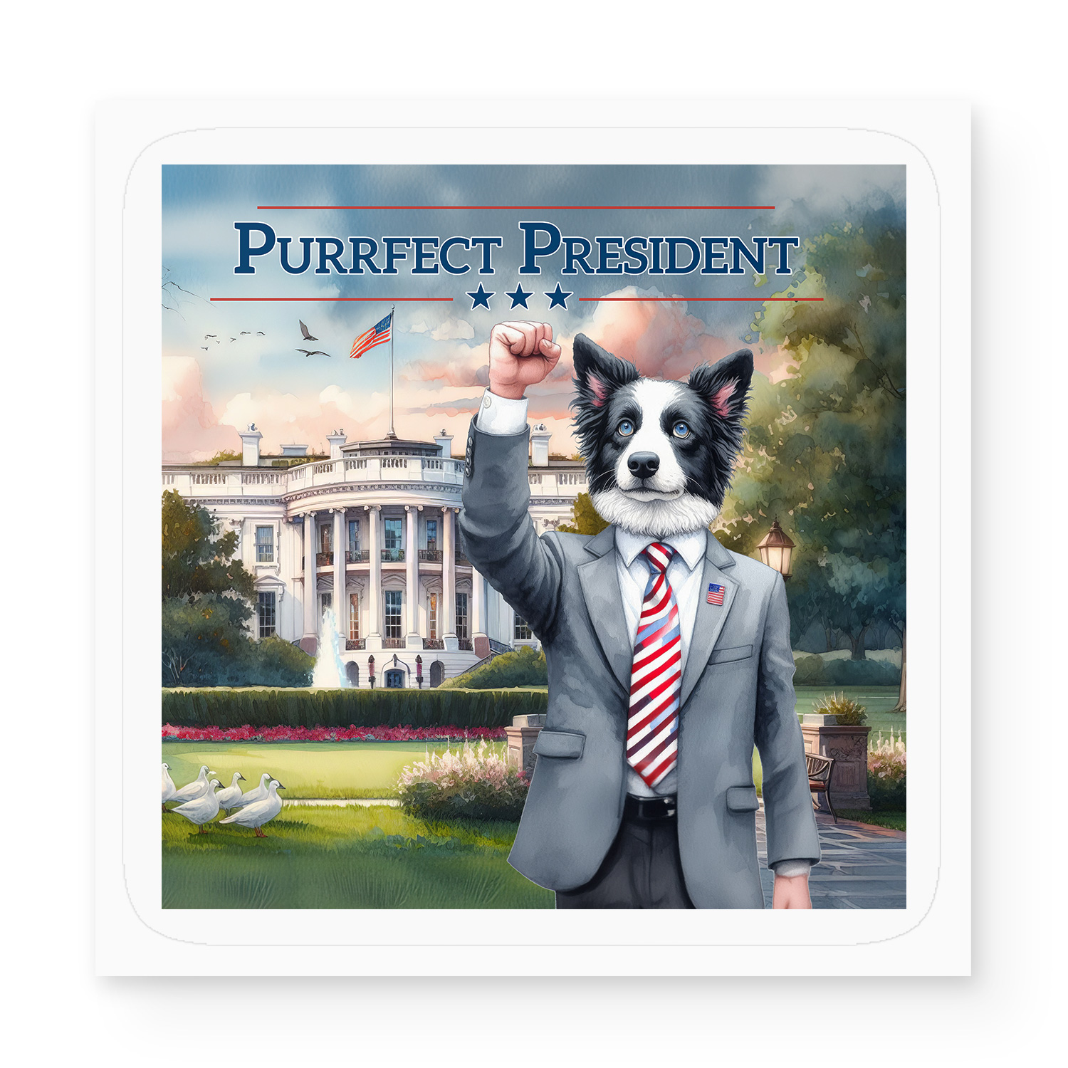 Purrfect President Border Collie Raise Fist Fight Survived Election ...
