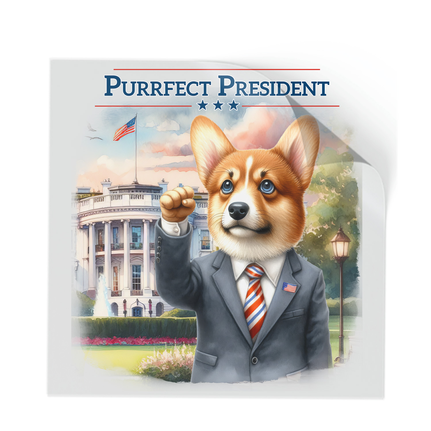 Purrfect President Corgi Raise Fist Fight Survived Election 2024 Cutout ...