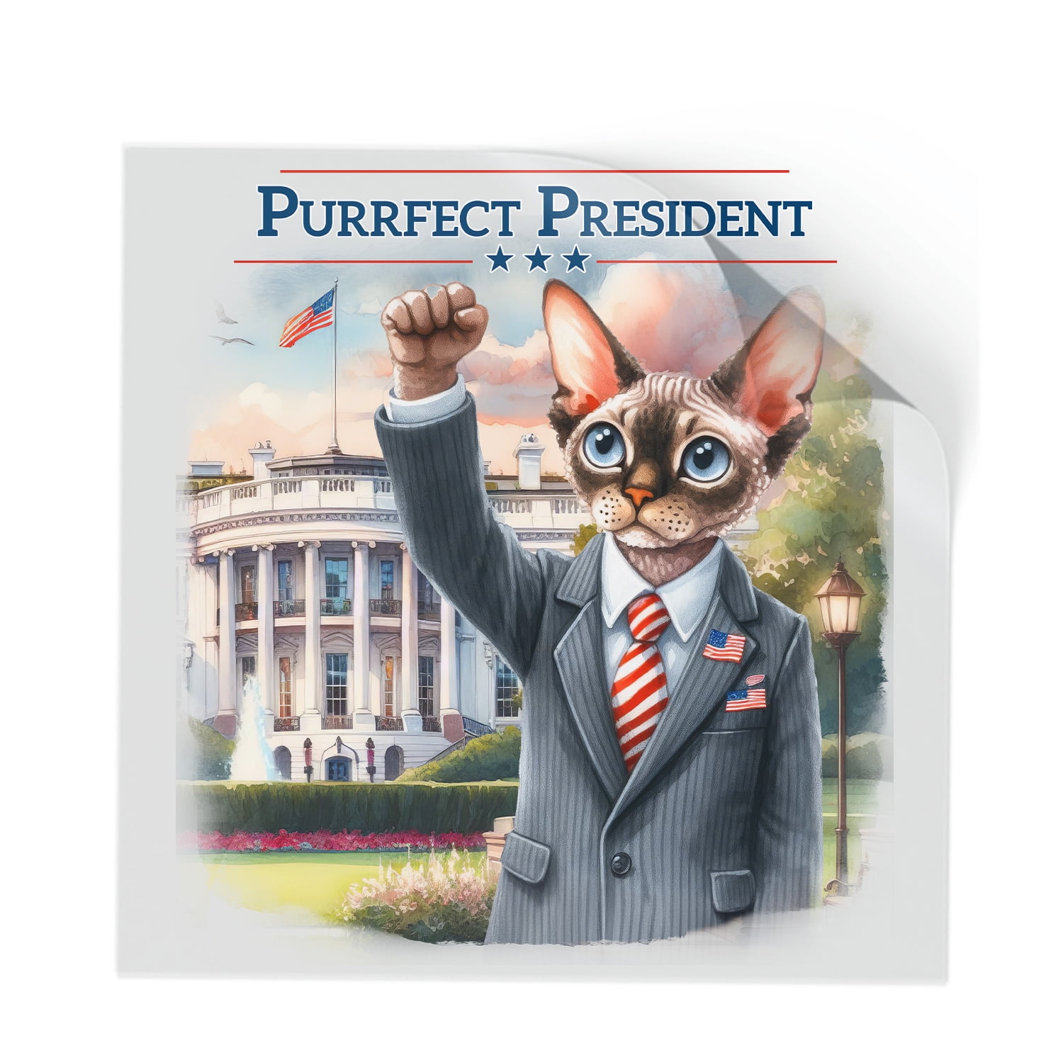 Purrfect President Devon Rex Raise Fist Fight Survived Election 2024 ...