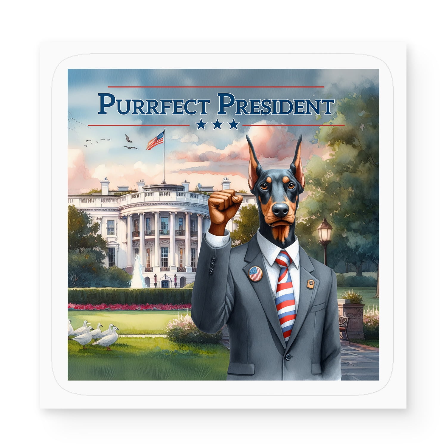 Purrfect President Doberman Pinscher Raise Fist Fight Survived Election ...