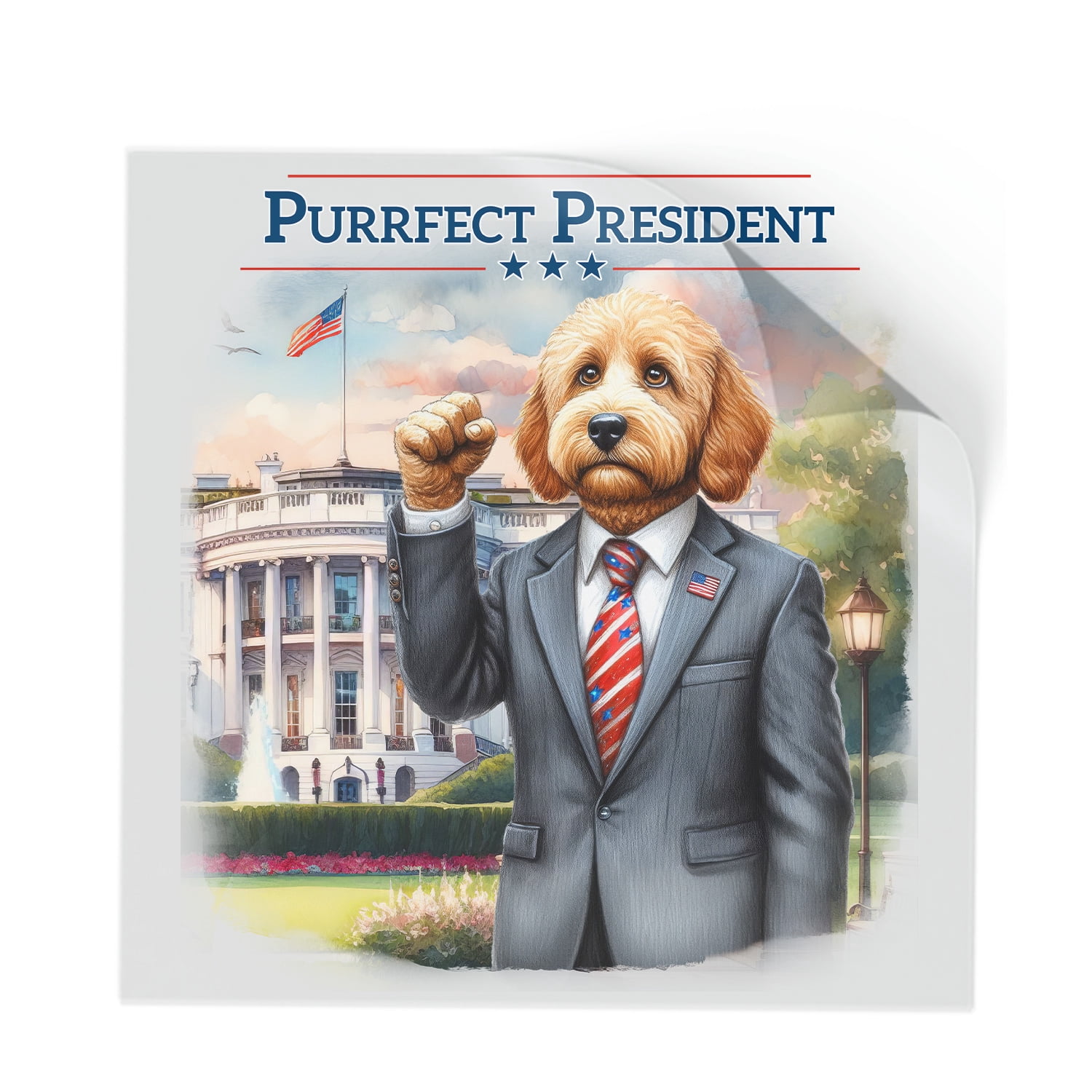 Purrfect President Goldendoodle Raise Fist Fight Survived Election 2024 ...