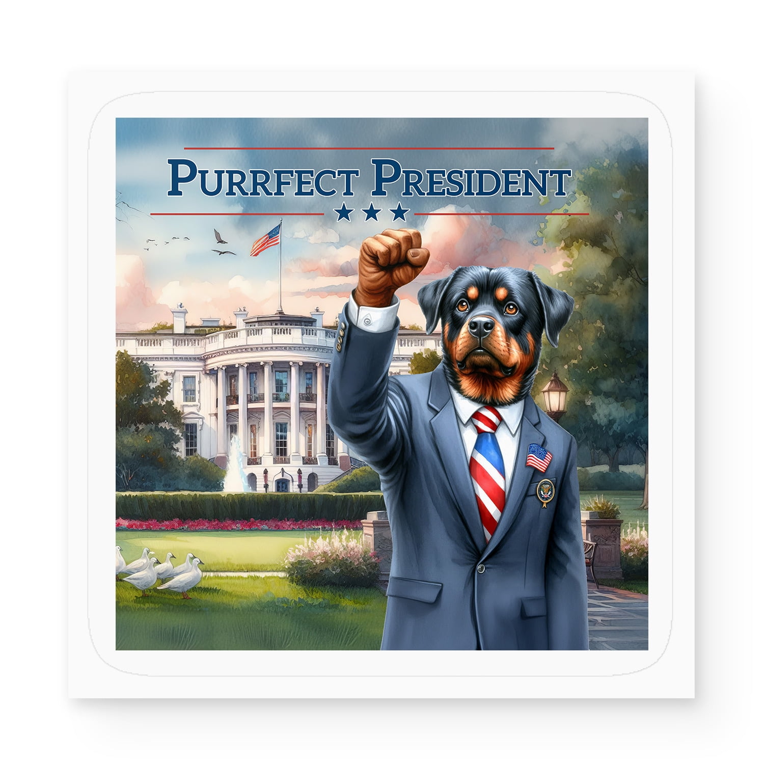 Purrfect President Rottweiler Raise Fist Fight Survived Election 2024 ...
