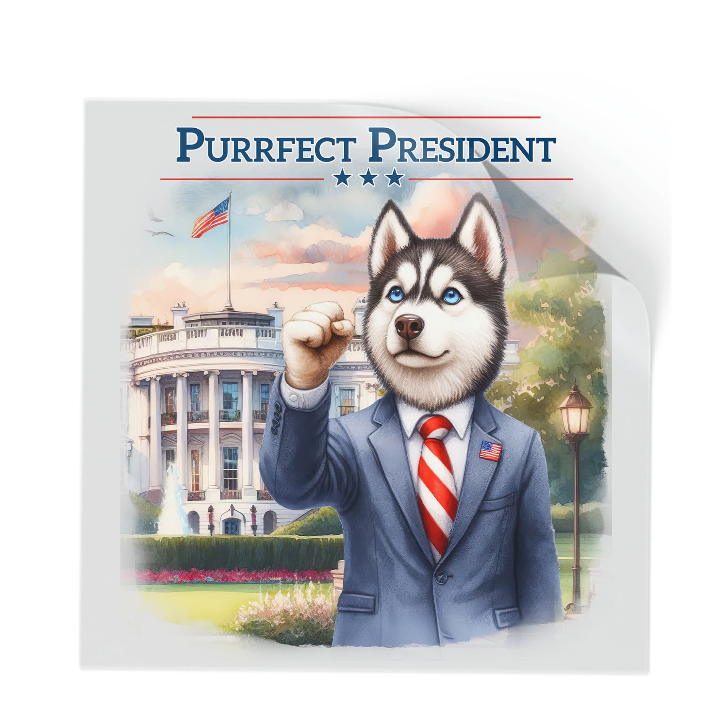 Purrfect President Siberian Husky Raise Fist Fight Survived Election ...