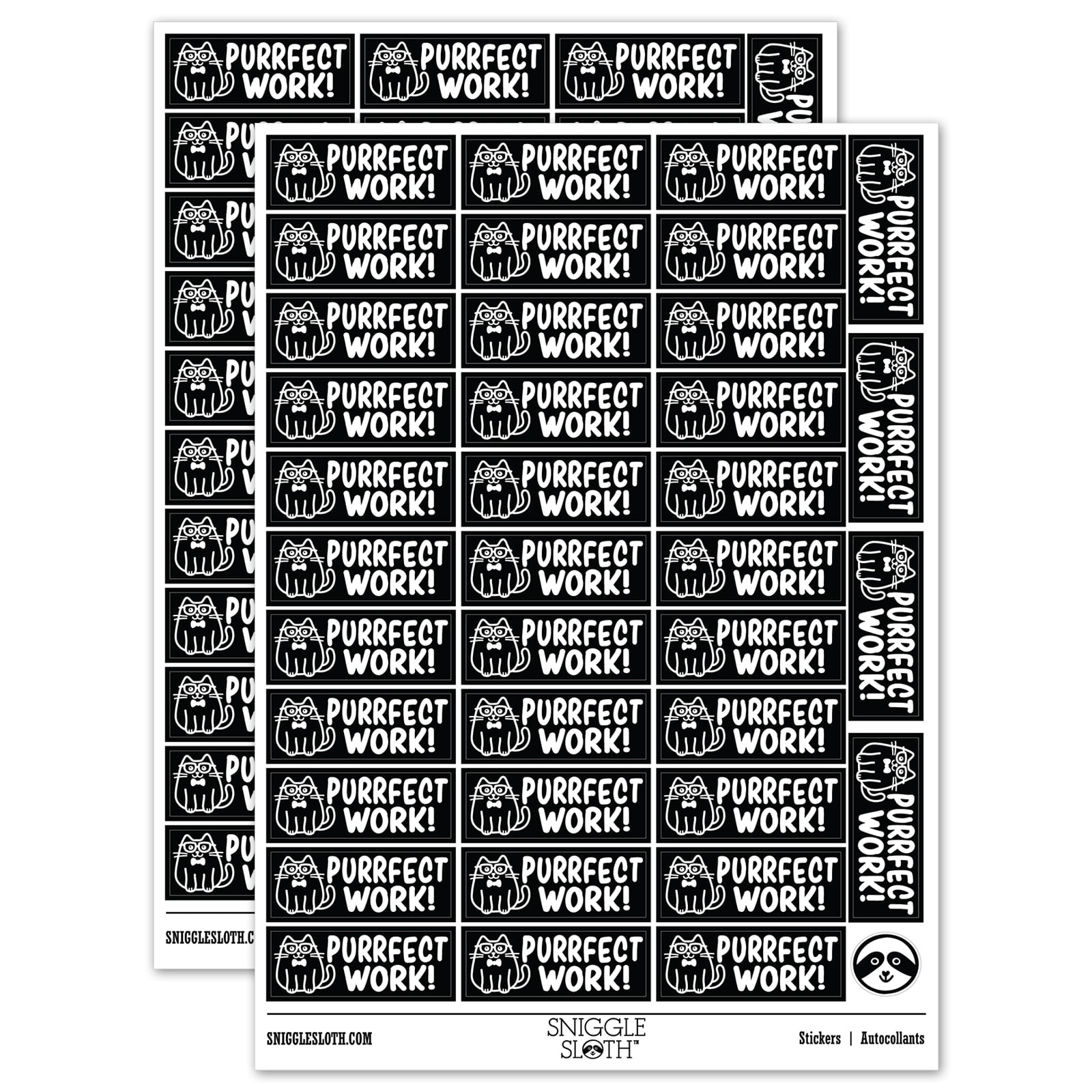 Purrfect Work Teacher Student School Sticker Set - Black - Matte Finish ...