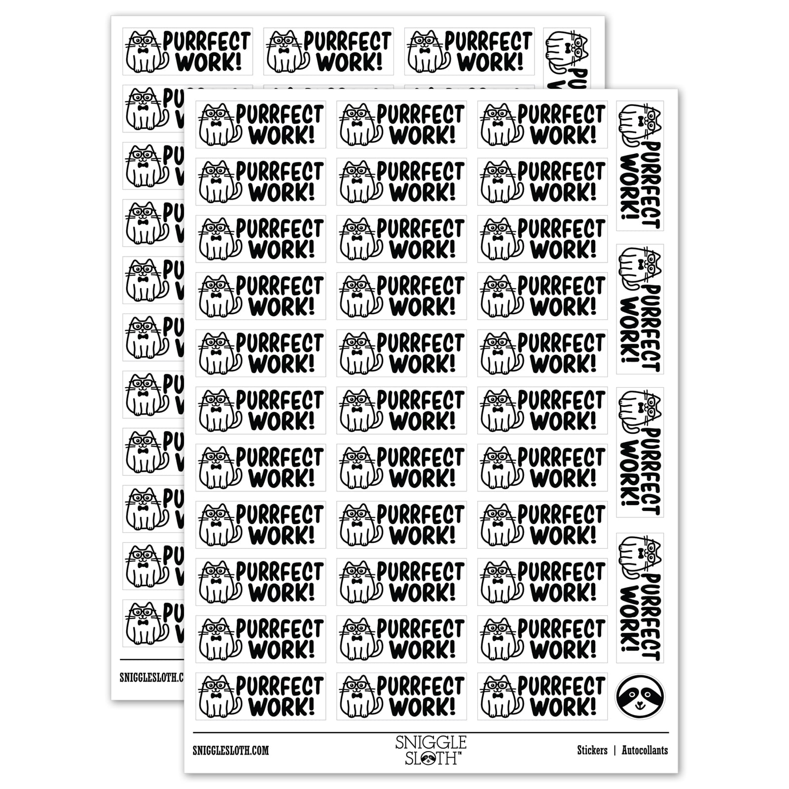 Purrfect Work Teacher Student School Sticker Set - White - Matte Finish ...