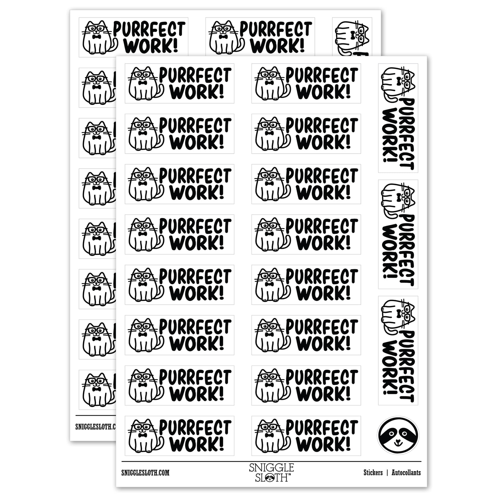 Purrfect Work Teacher Student School Sticker Set - White - Matte Finish ...