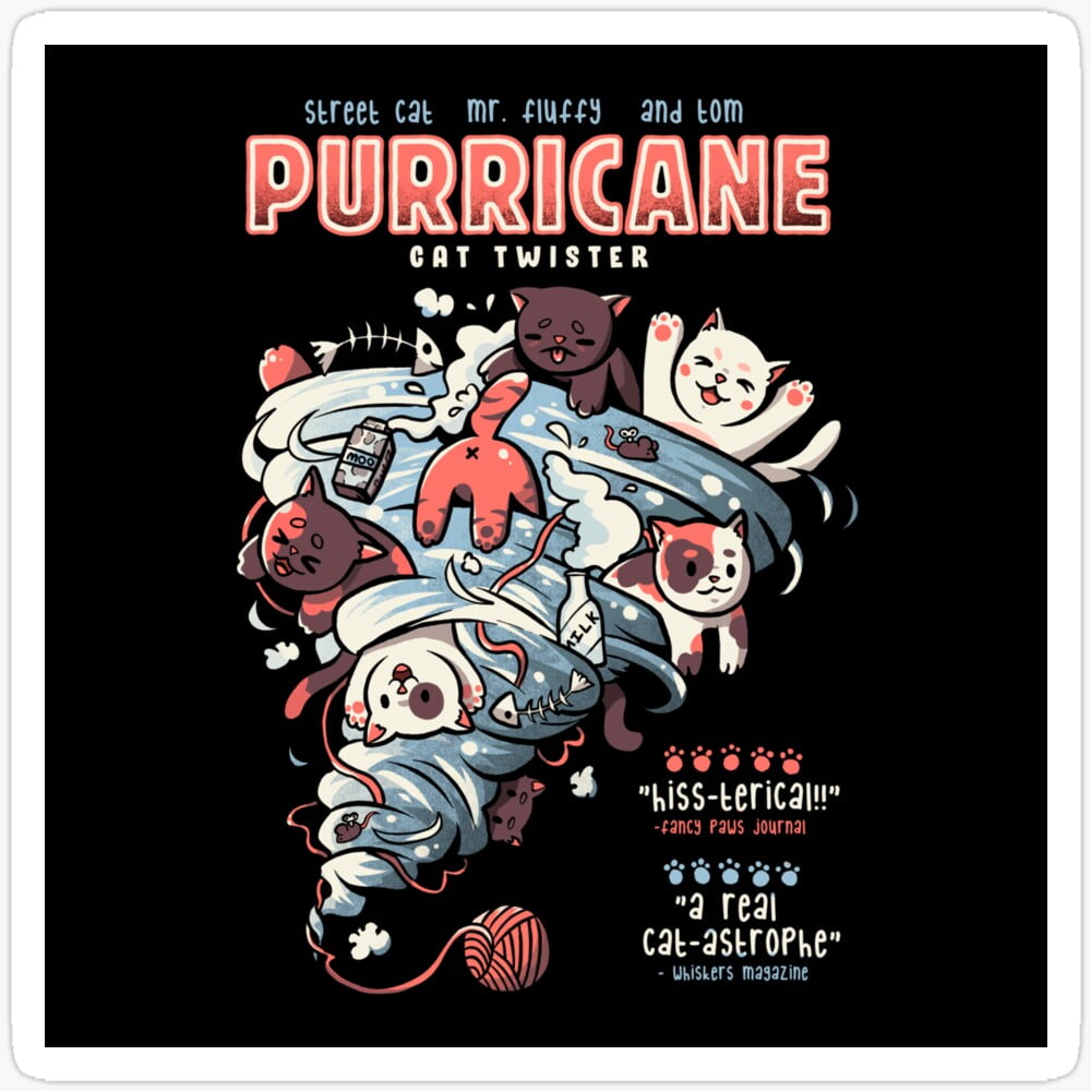 Purricane Cat Twister Tornado Sticker Phone Decal Water Bottle Stickers ...