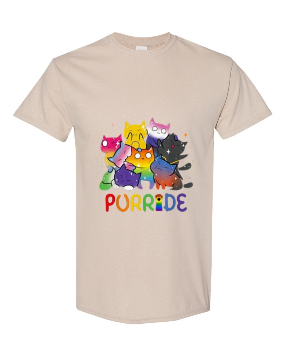 Purride Cat Pride Funny Feline Rainbow Love Humor Quote Style T-Shirt, for men & women, up to ...