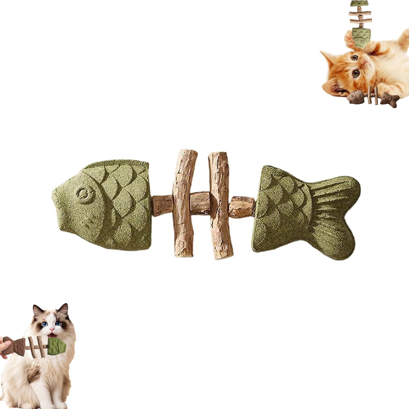 Purrident - Fix Your Cat’s Dental Health, Natural Creative Fish Bone Cat Toy, Wooden Catnip ...
