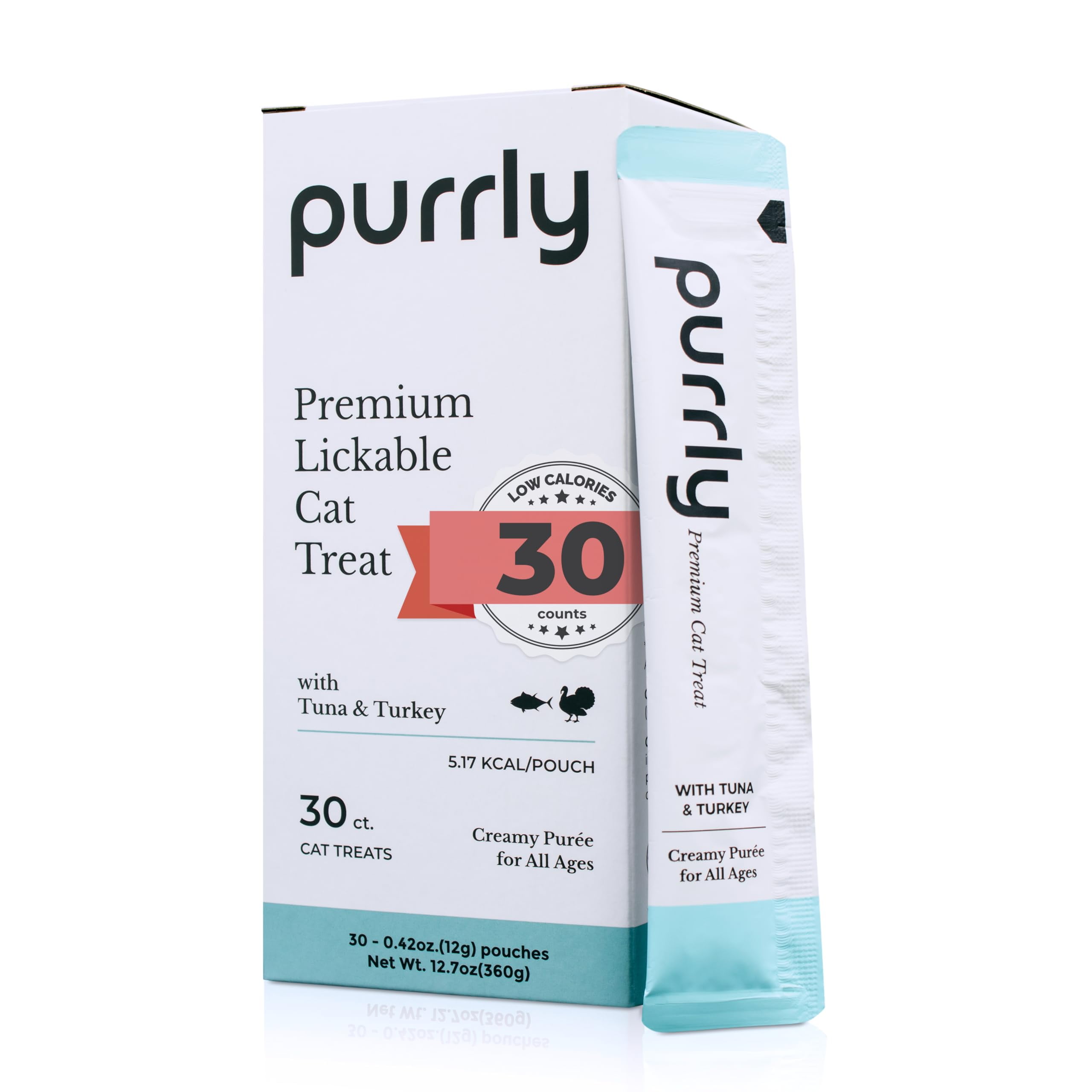 Purrly Lickable Cat Treat Healthy Human-Grade AIS1 Tuna & Turkey with L ...