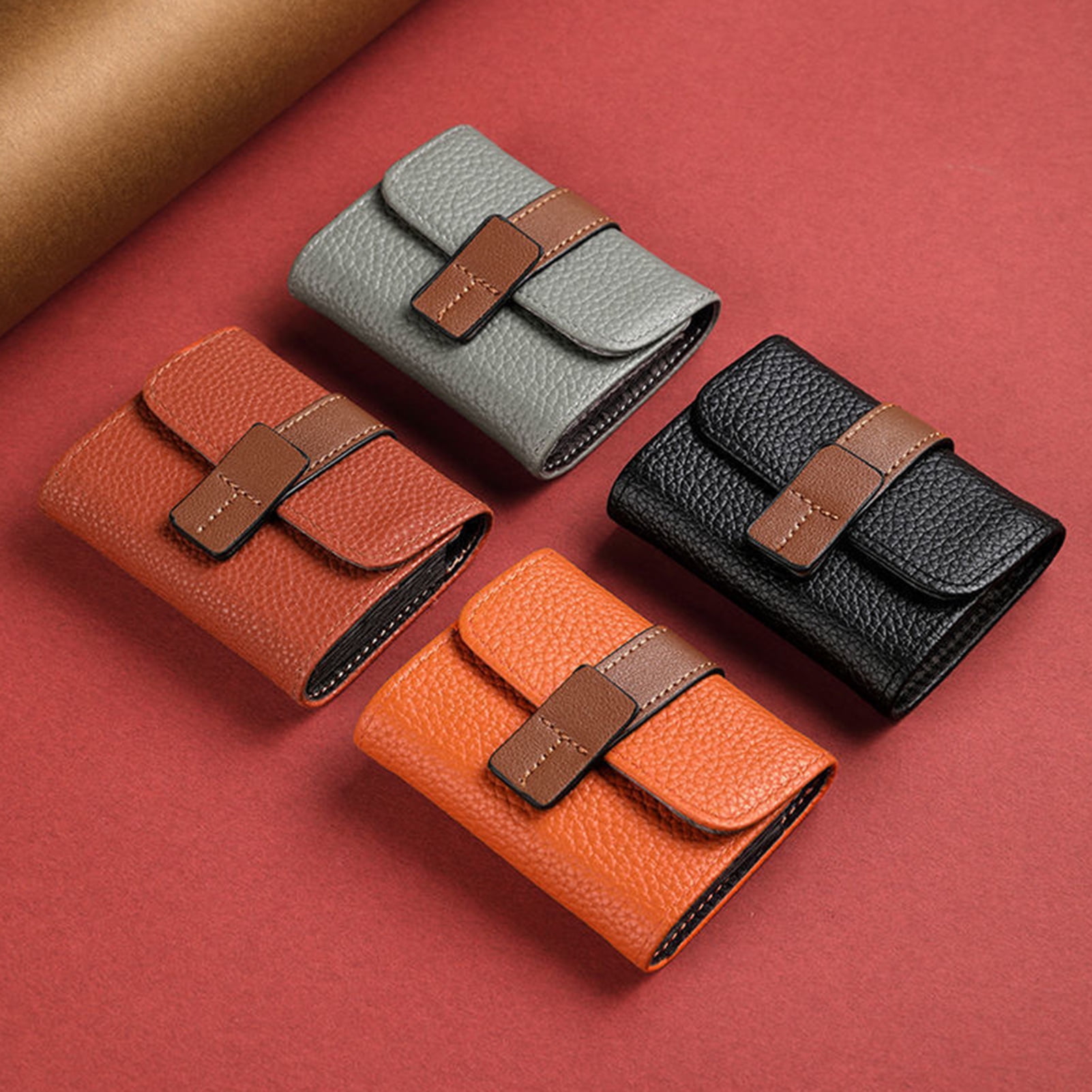 Purse Changes Wallet Buckle Closure Faux Leather Solid Color Students ...