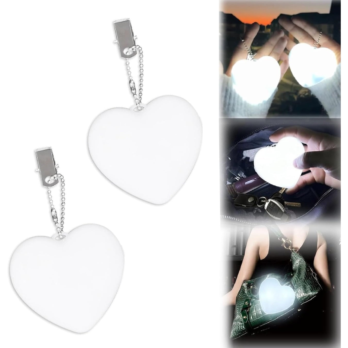Purse Glow Heart Light, Glow Heart for Purse, LED Automatic Sensor ...
