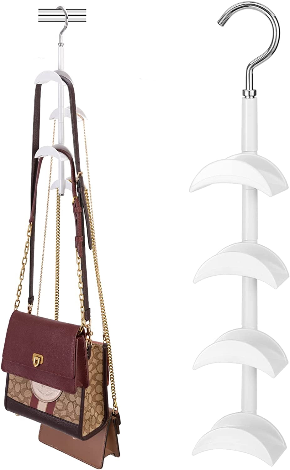 Purse Hanger for Closet - Rotating Handbag Hanging Hook Bag Storage ...