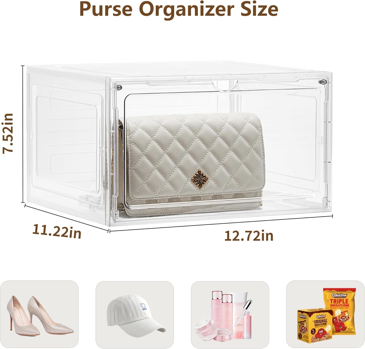 Purse Organizer For Closet 8 Pack Stackable Storage Bins With Lids ...