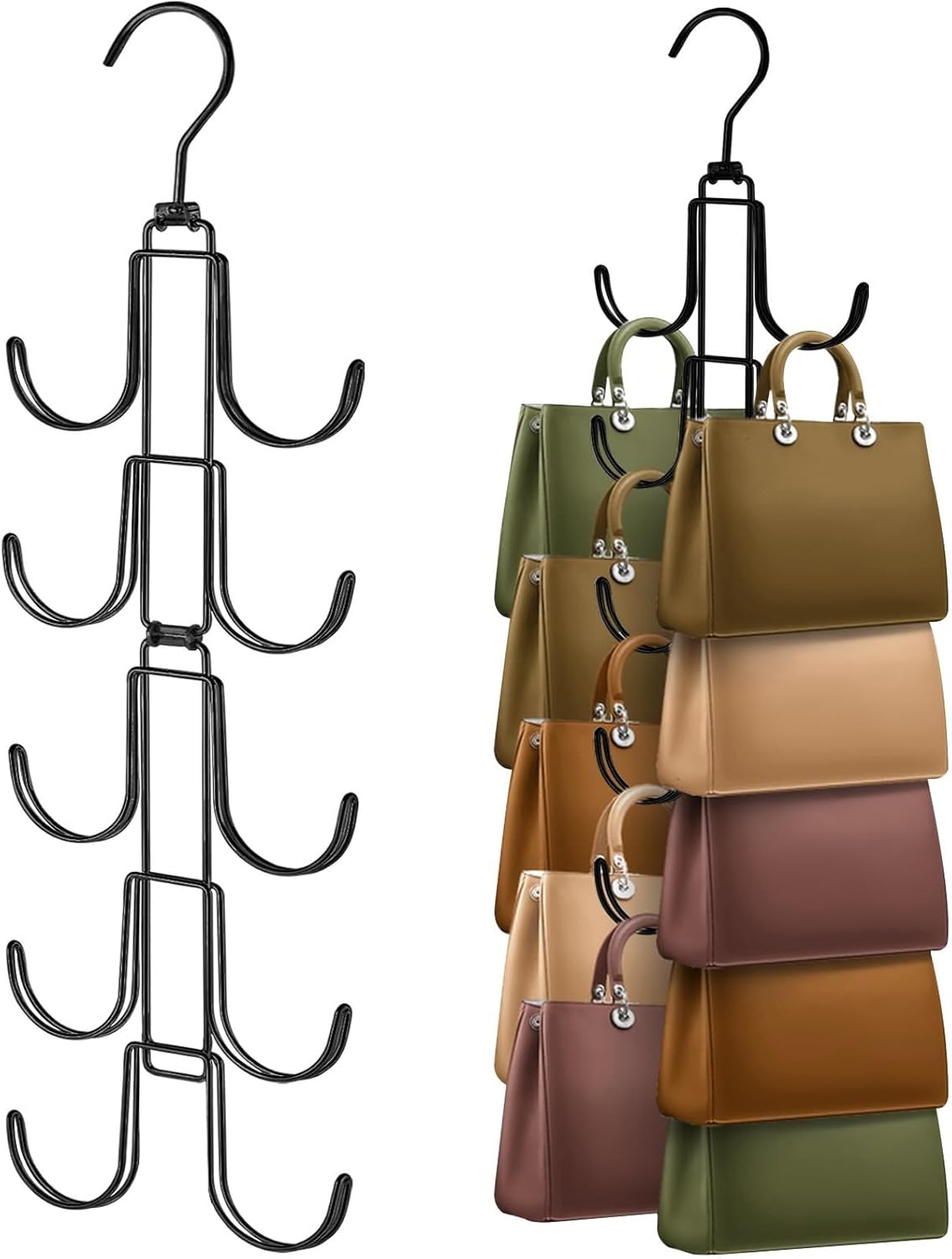 Purse Organizer for Closet, Upgraded Purse Hanger with 10 Big Hooks ...