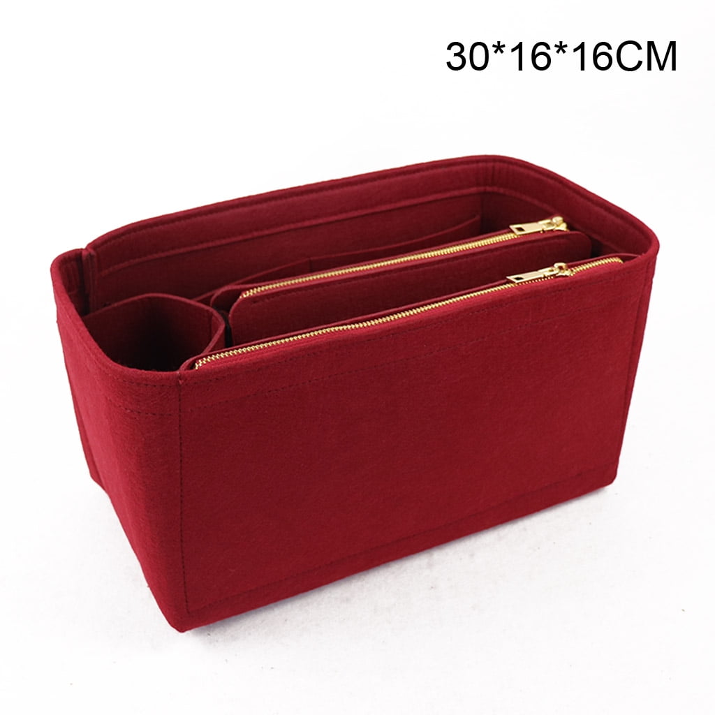 Purse Organizer Insert Felt Bags Handbag with Zipper Tote Shaper Multi ...