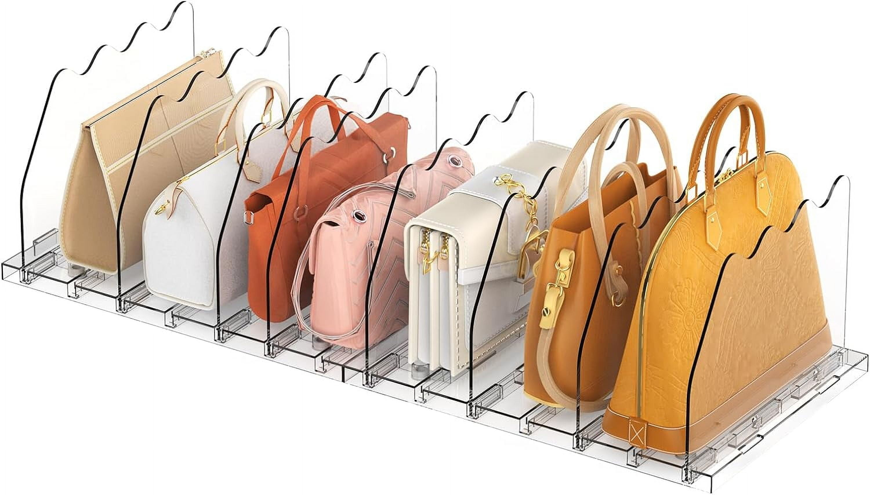 Purse Storage Organizer for Closet, Clear Closet Bag Storage Dividers ...