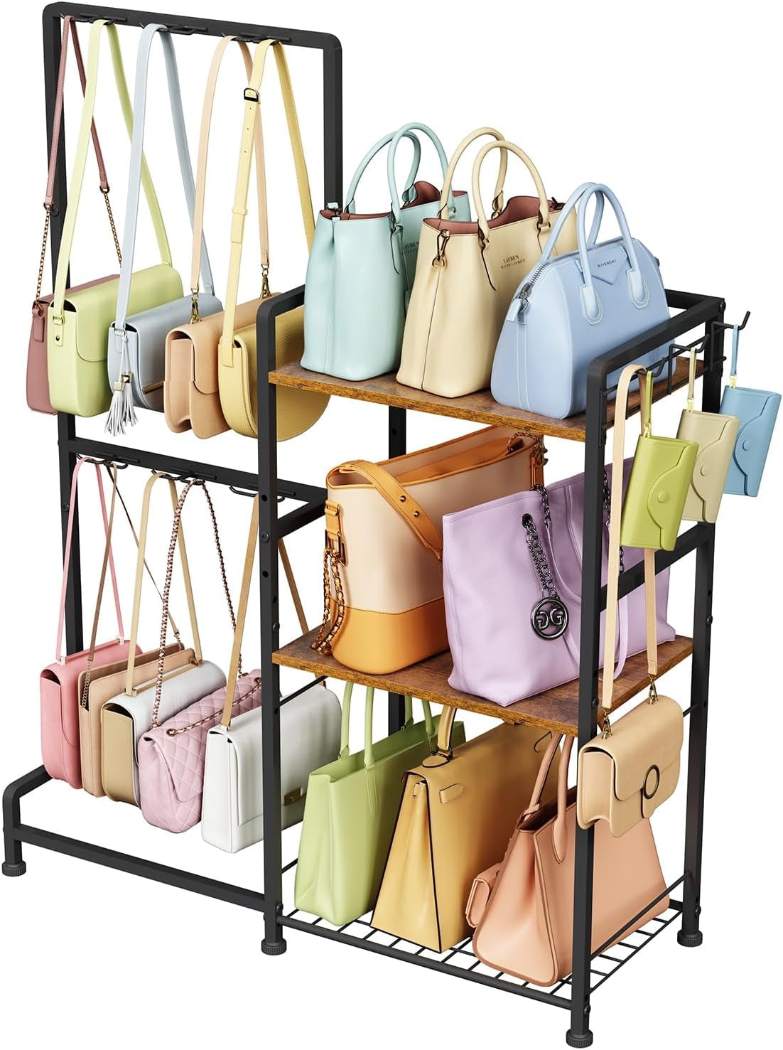 Purse Storage Organizer for Women, 3-Tier Max Purse Storage Stand Rack ...