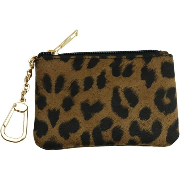 Purse with Key Chain for Women, Leopard Print Change Purse, Card Holder ...