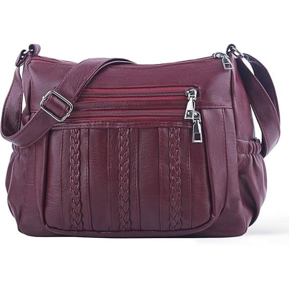 Purses for Women Soft PU Leather Crossbody Multi Pocket Shoulder Bag ...