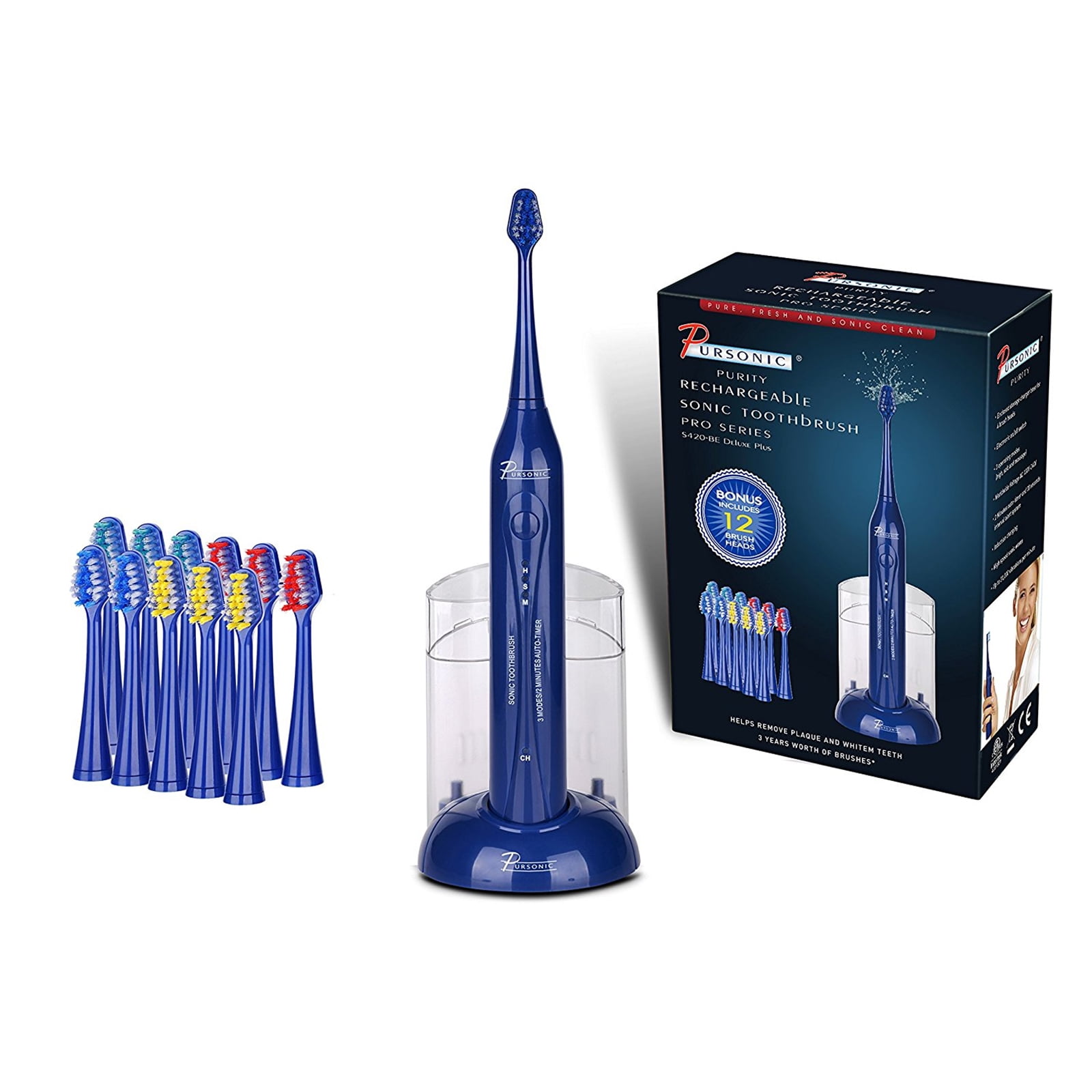 Pursonic 15-piece electric sonic toothbrush in blue - Walmart.com
