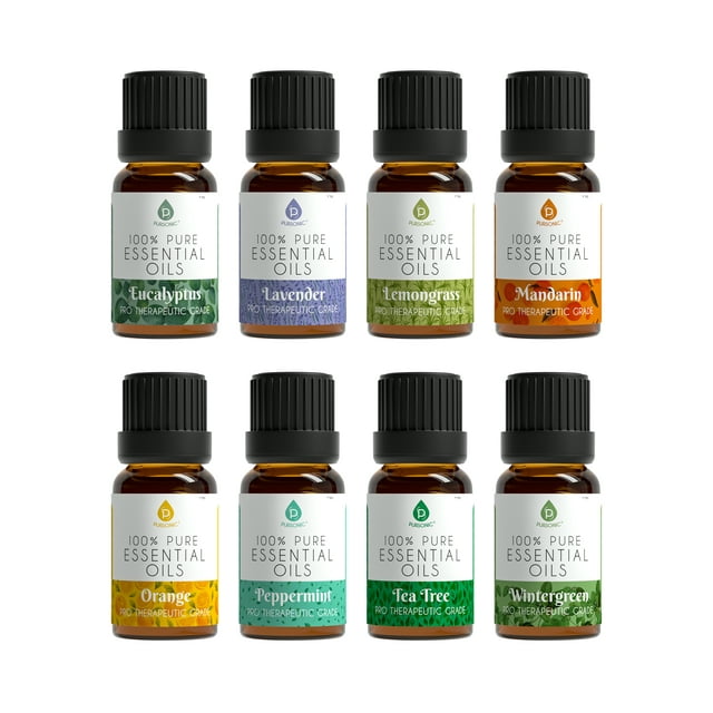 Pursonic AO8 100% Pure Essential Aromatherapy Oils Gift Set -8 Pack - Walmart.com