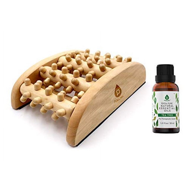Pursonic All Natural Wooden Foot Massager Roller And 100 Pure Tea Tree