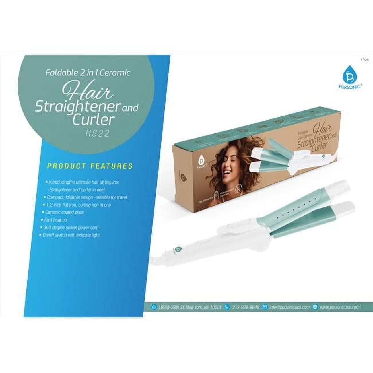 Pursonic HS22 Foldable 2-in-1 Hair Straightener & Curler - Walmart.com