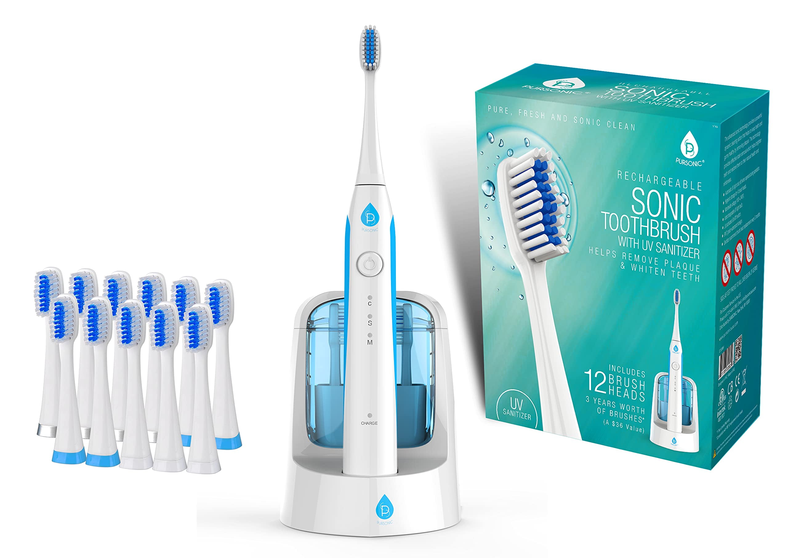Pursonic S750 Sonic Toothbrush OIF8 (White) - Smart Series Electronic ...